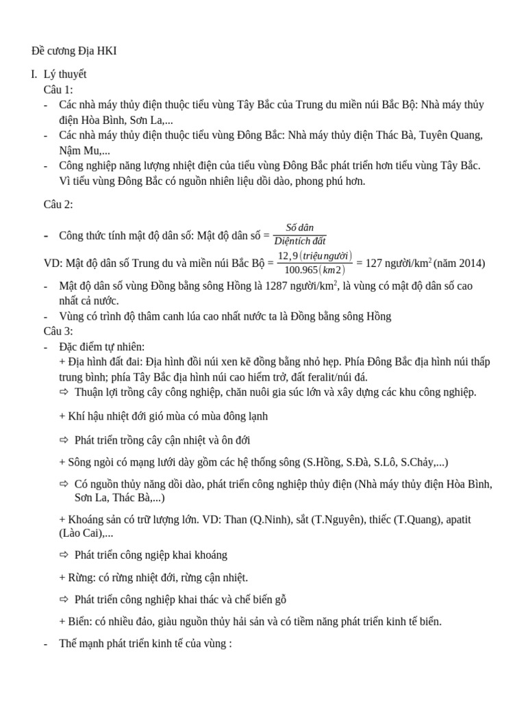 Đề Cương Địa CKI | PDF