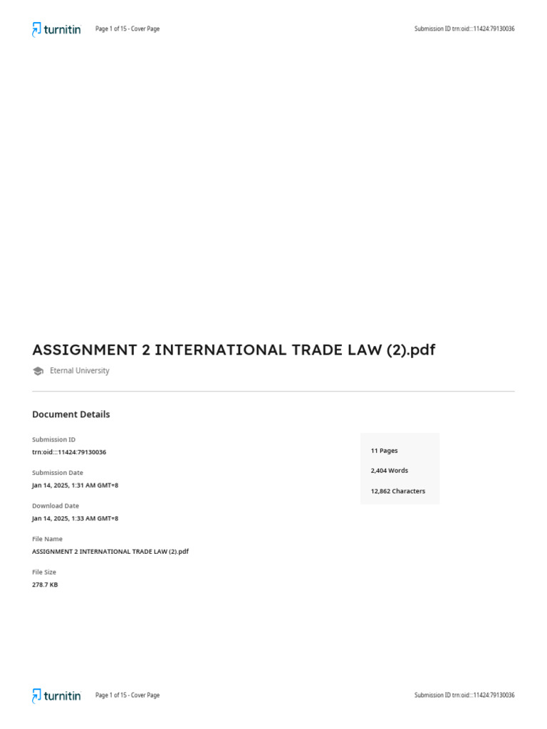 Assignment 2 International Trade Law | PDF | Citation | Quotation Mark