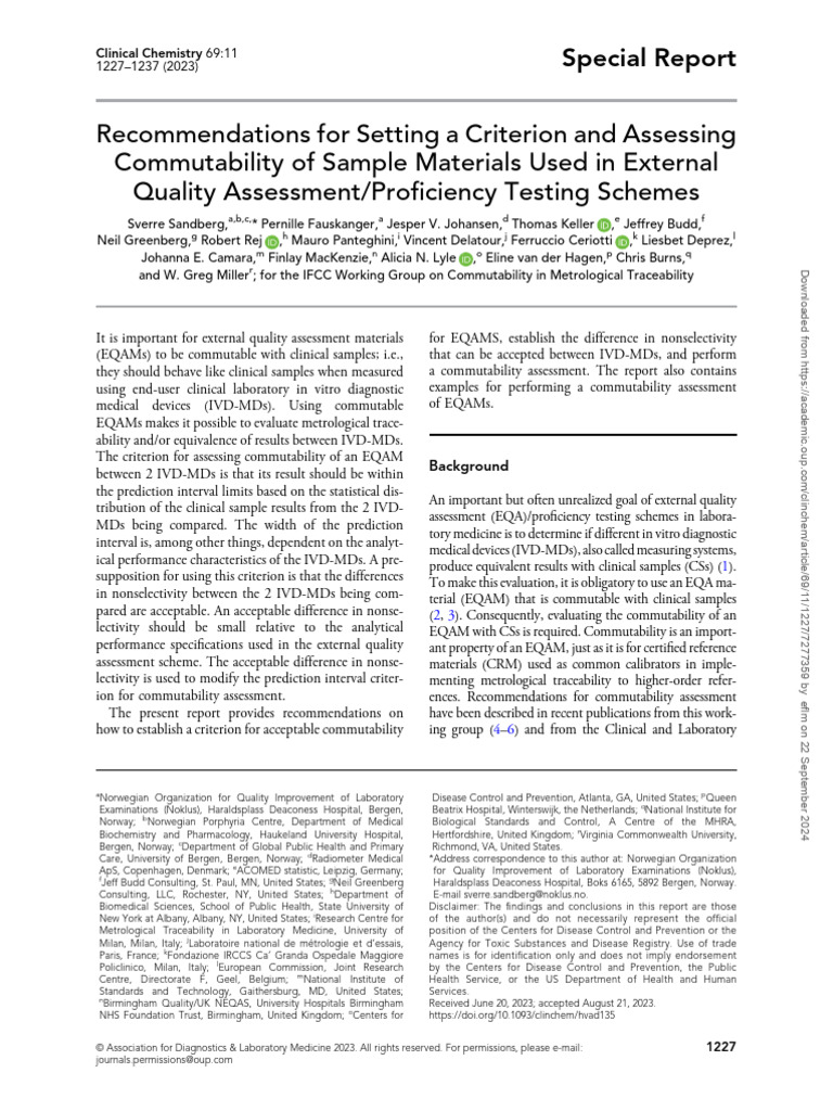 Recommendations For Setting A Criterion and Assessing Commutability of ...
