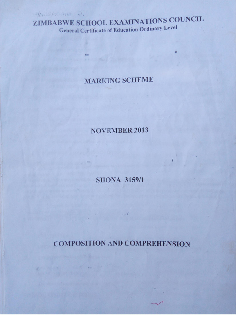 2013 Nov o Level P1 Shona Marking Scheme | PDF