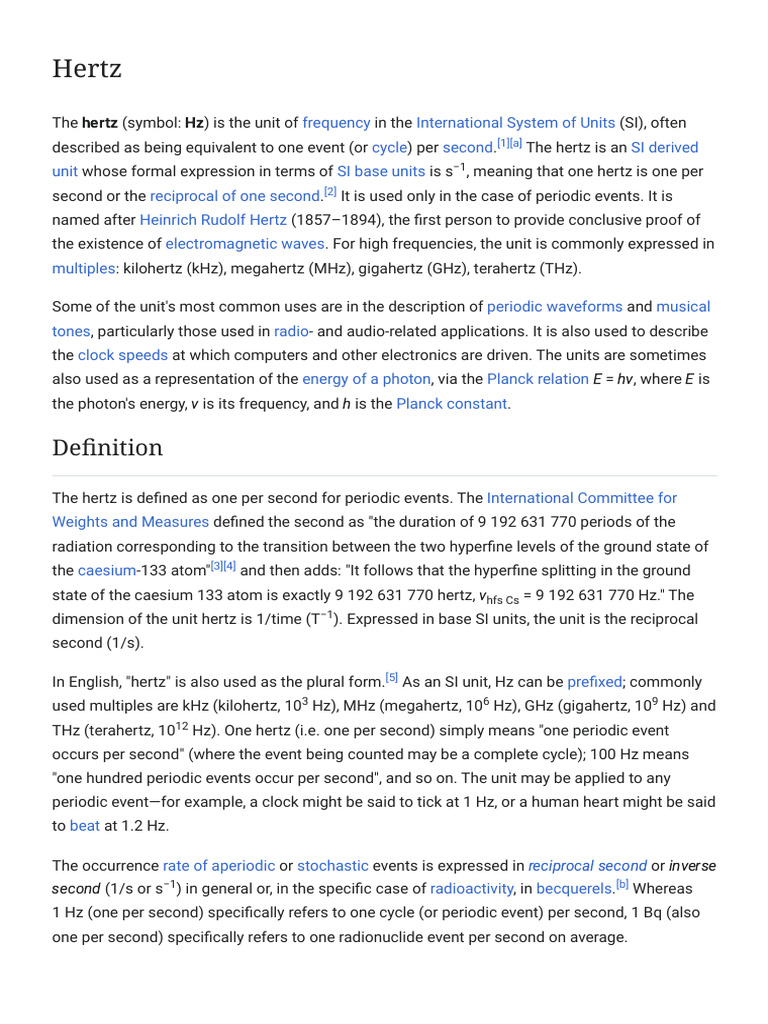 Hertz - Wikipedia | PDF | Hertz | Waves