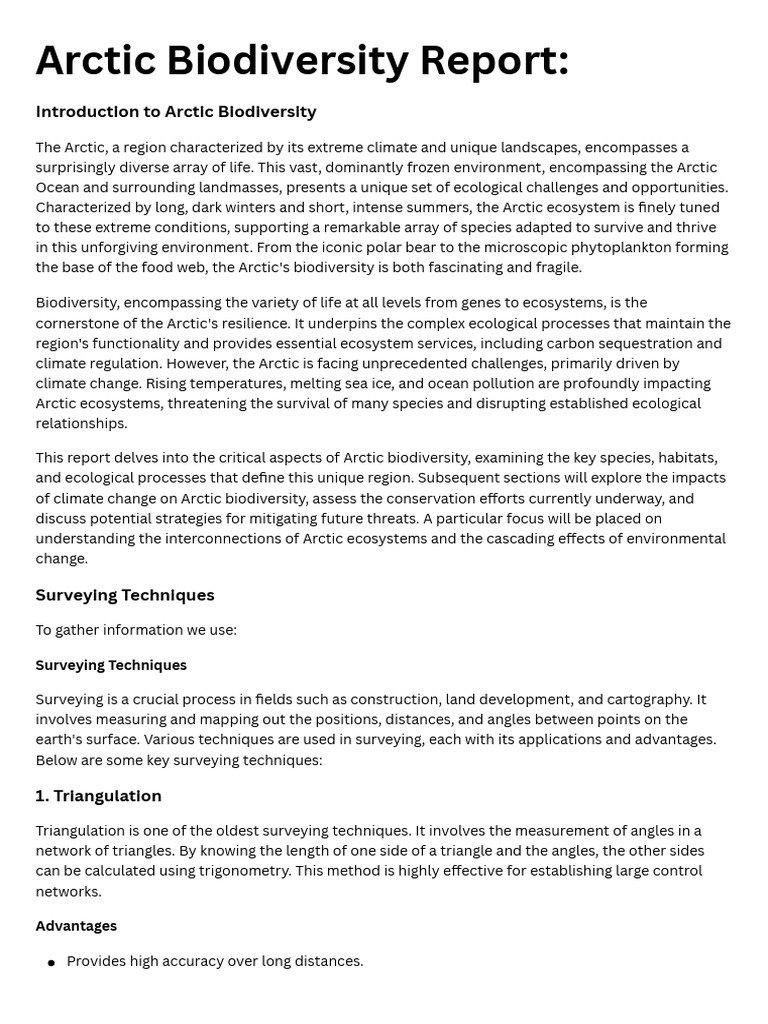 Arctic Biodiversity and Climate Change Impact | PDF | Surveying ...
