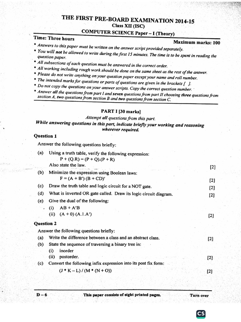 Pre Board Paper | PDF