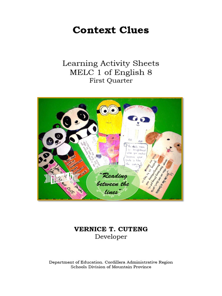 Engl.8.Q1.W1.Noting Context Clues | PDF | Edible Mushroom | Learning