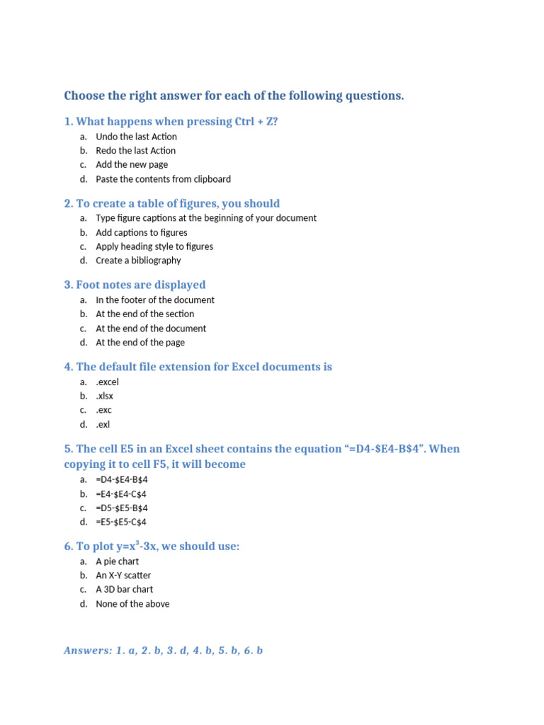 Sample MCQ Questions | PDF