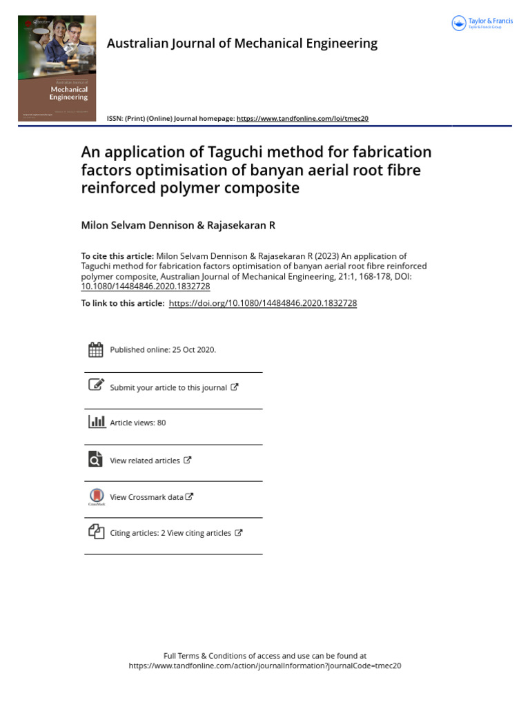 An Application of Taguchi Method For Fabrication Factors Optimisation of Banyan Aerial Root ...
