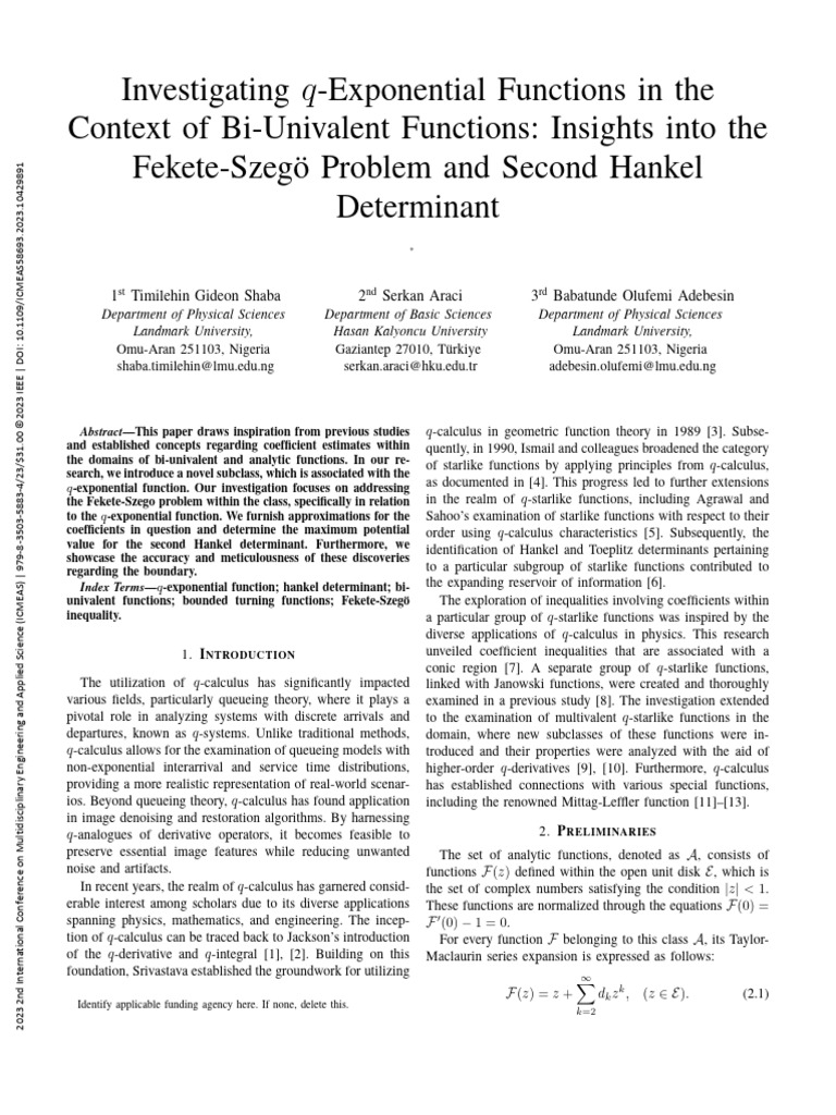 Investigating Q-Exponential Functions in The Context of Bi-Univalent ...