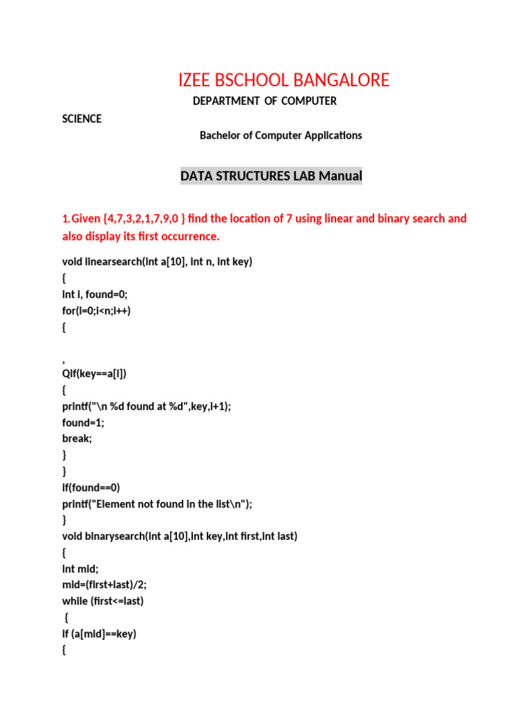 Data Structures Lab Manual Pdf Algorithms Algorithms And Data 9979