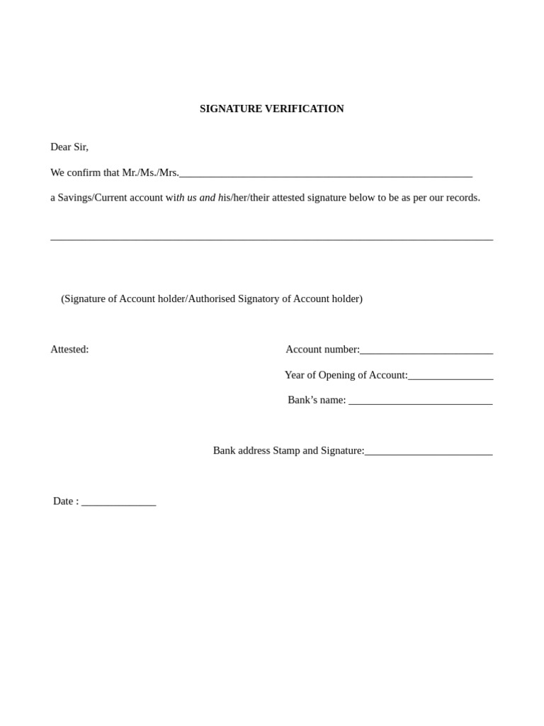Signature Verification Confirmation Form | PDF