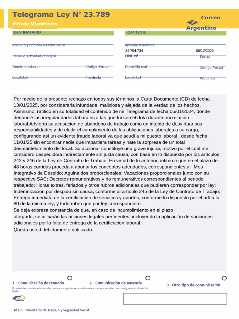 DAMIAN TELEGRAMA - pdf122 | PDF