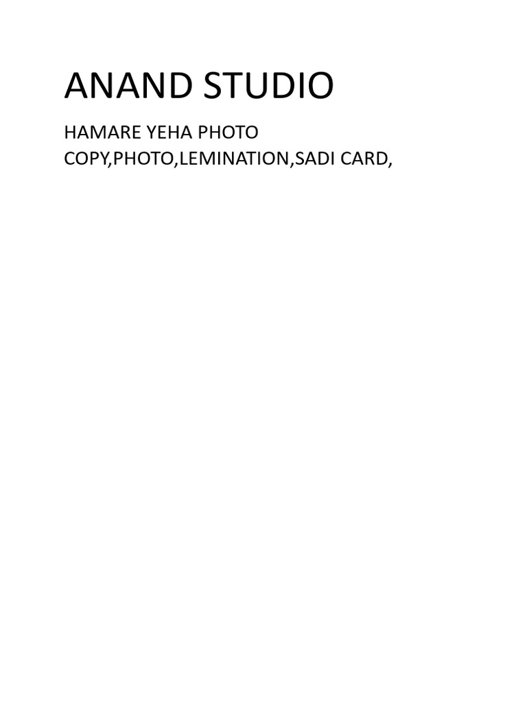 Anand Studio | PDF