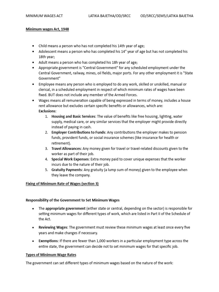 Overview of Minimum Wages Act 1948 | PDF | Cost Of Living | Overtime