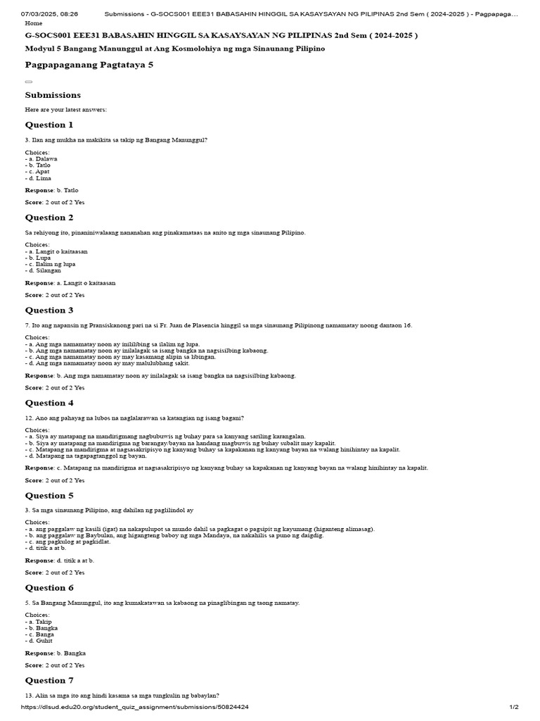 Submissions G SOCS001 EEE31 BABASAHIN HINGGIL SA KASAYSAYAN NG PILIPINAS 2nd Sem 2024 2025 ...