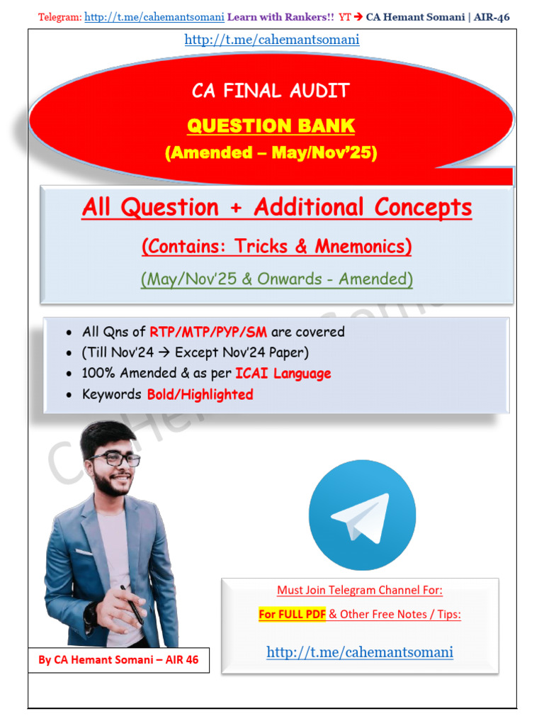 CA Final Audit QB Hemant Somani | PDF