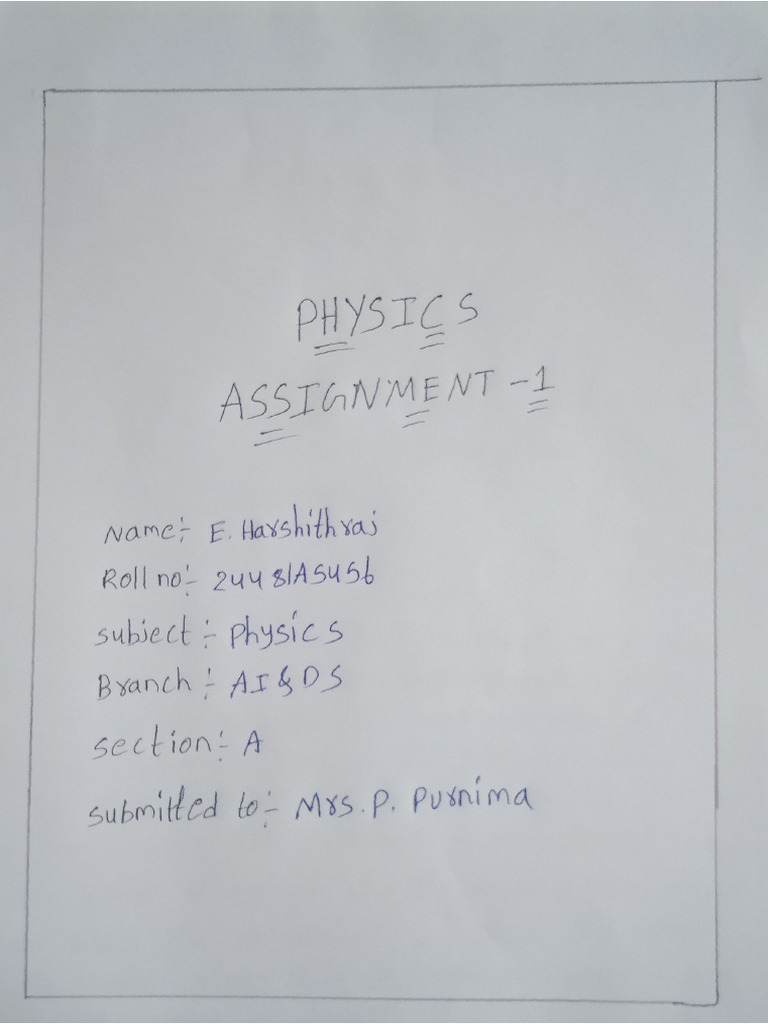 Physics Assignment-1 | PDF