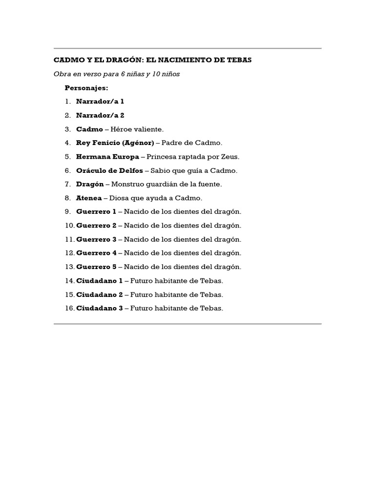 Cadmo y el Dragón: Fundación de Tebas | PDF