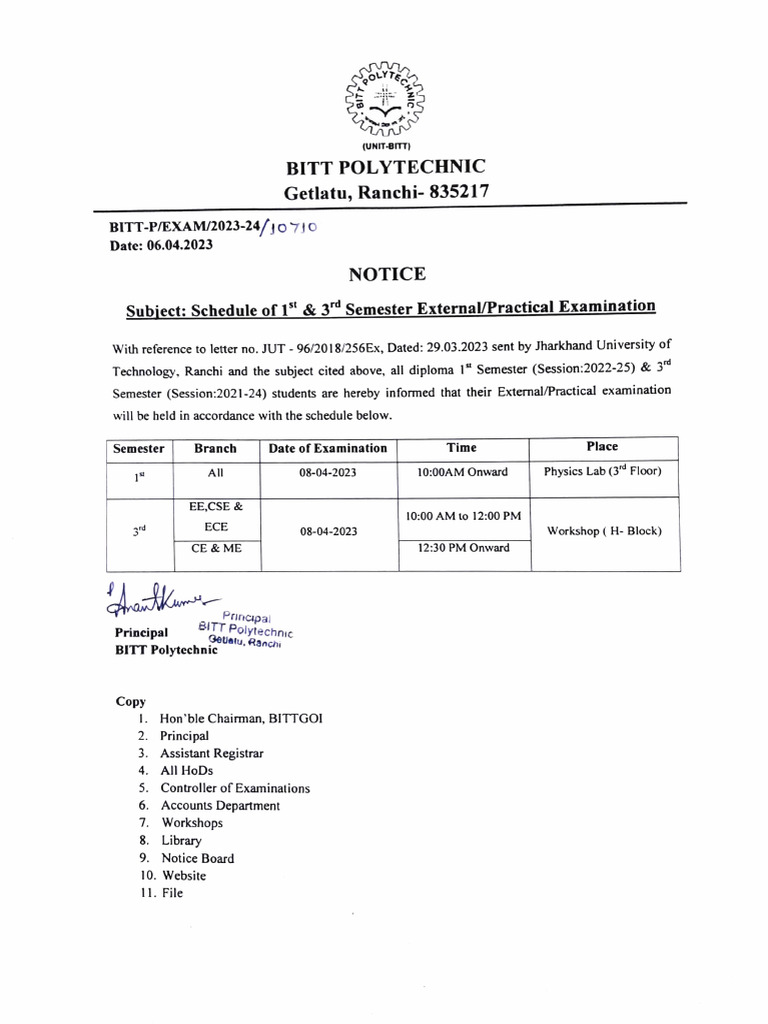 Notice - External Practical Exam | PDF