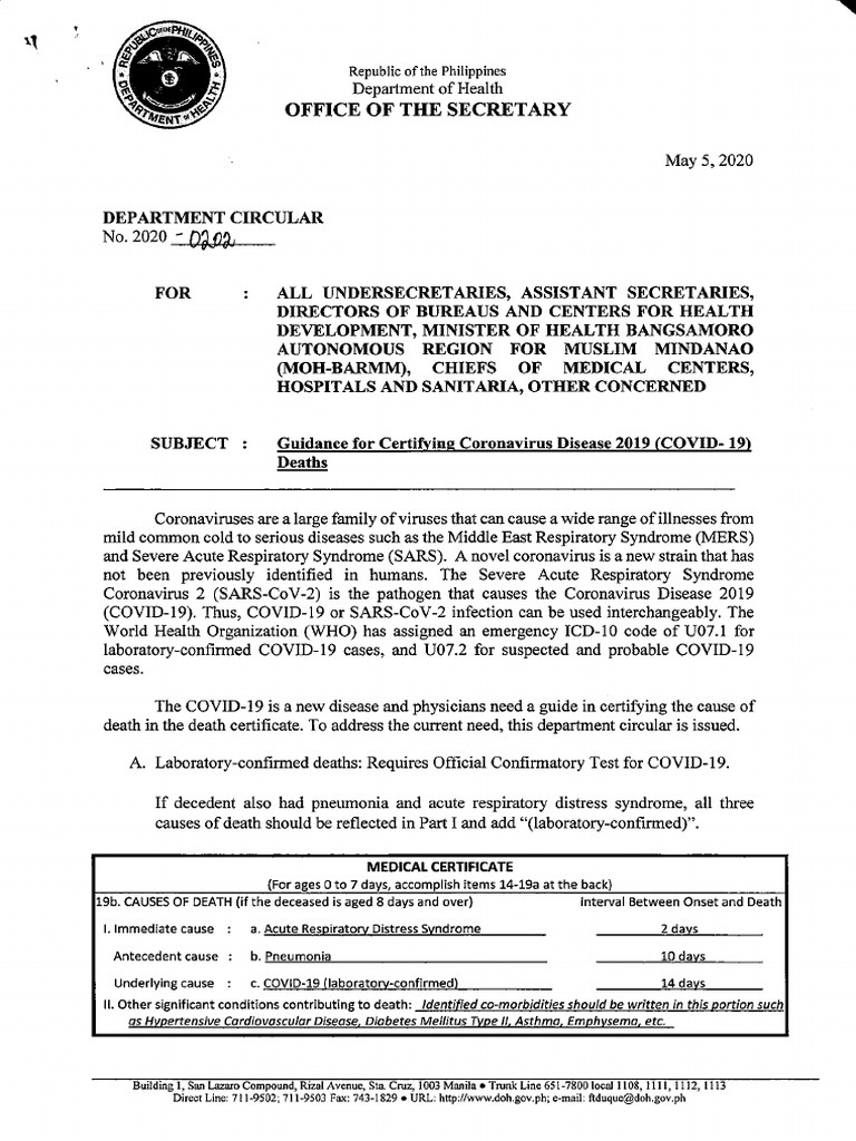 COVID-19 Death Certification Guidelines | PDF | Diseases And Disorders ...
