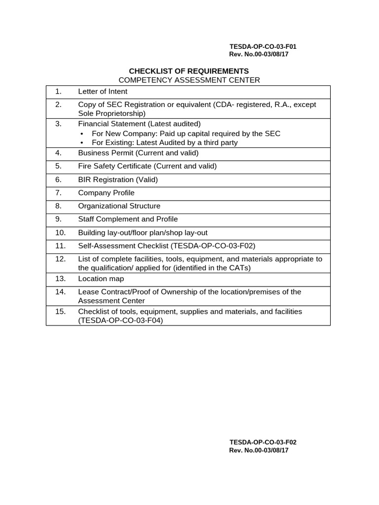 TESDA-OP-CO-03_Accreditation_ ACs Forms_A (1) | PDF | Audit | Telephone