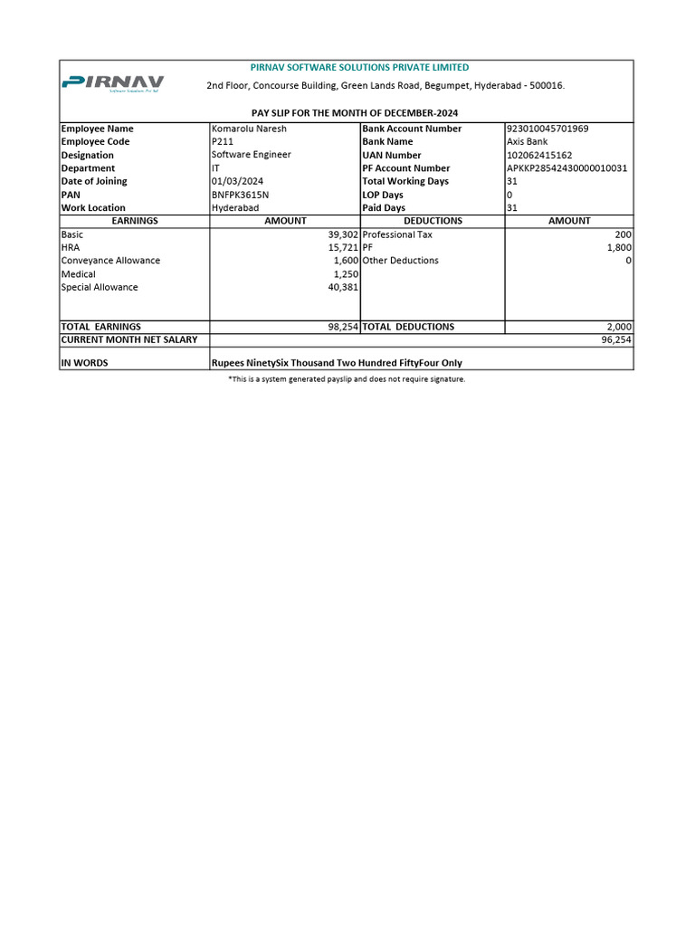Komarolu Naresh - Pay Dec24 | PDF