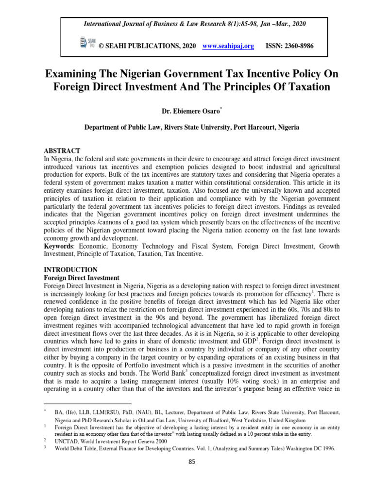 Examining the Nigerian Government Tax In | PDF | Taxes | Depreciation