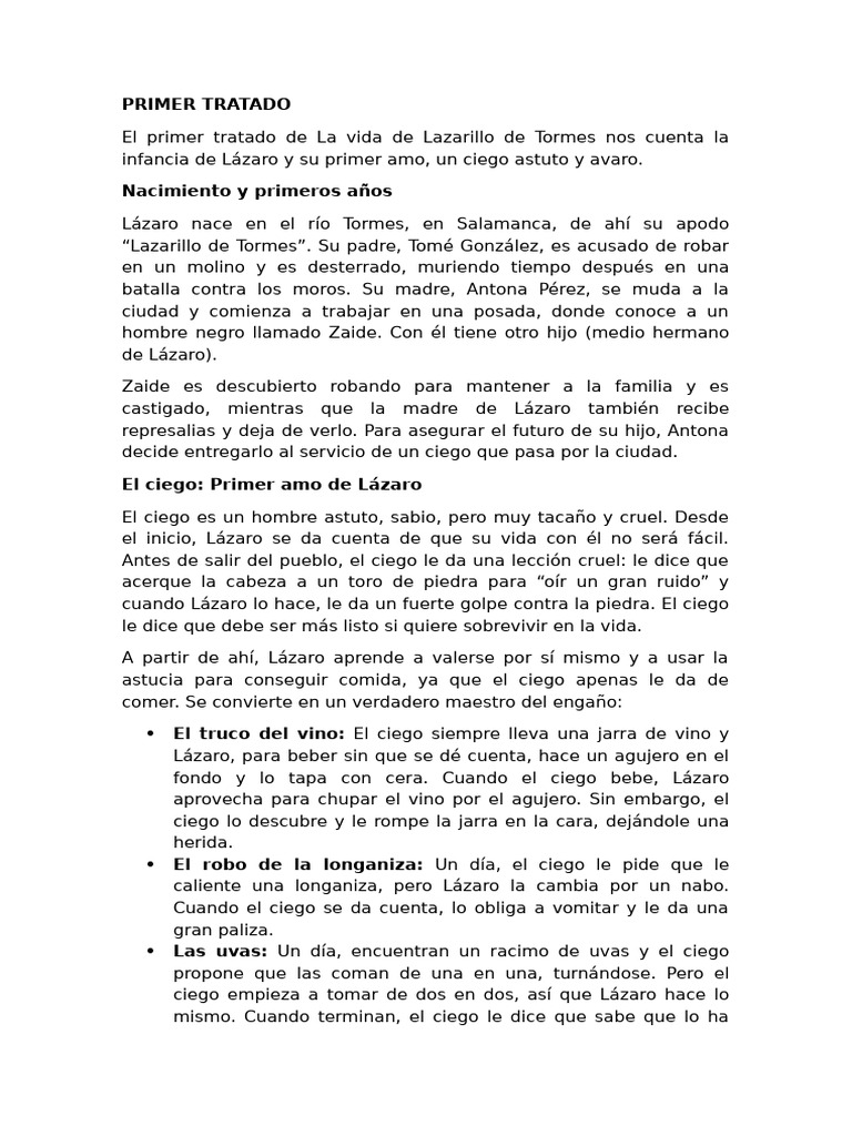 Resumen Lazarillo de Tormes - Daniel | PDF | Pobreza | Pobreza e indigencia