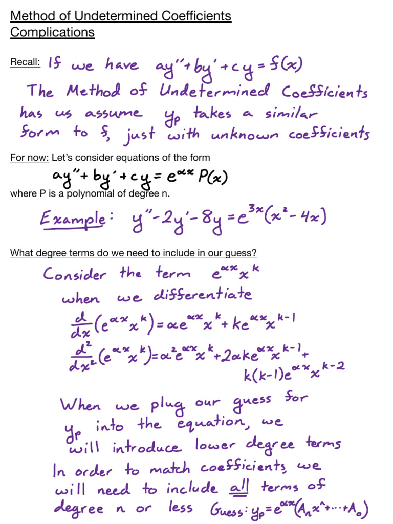 DiffEQ Section 5.4, Part 2 - Method of Undetermined Coefficients ...