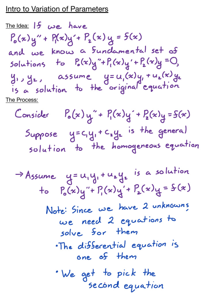 DiffEQ Section 5.7, Part 1 - Intro To Variation of Parameters | PDF