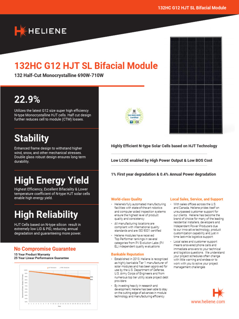 Heliene HJT Module - Utility | PDF | Photovoltaics | Solar Cell