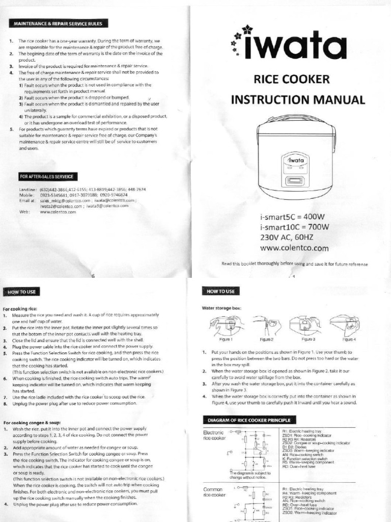 Manual Rice Cooker I Smart10c N I Smart5c | PDF