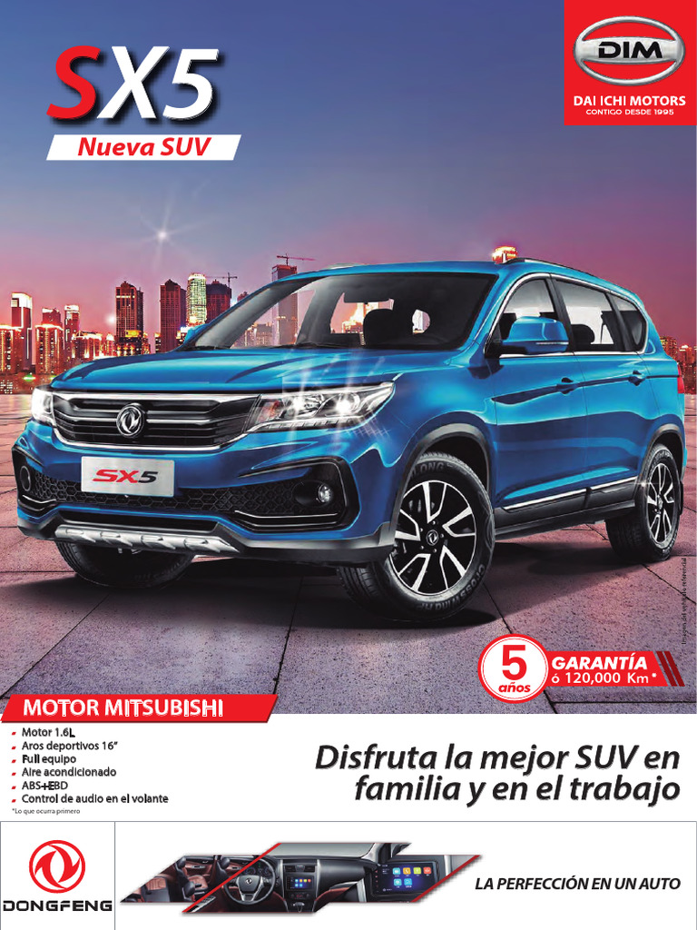 Ficha Tecnica Dongfeng sx5 | PDF | Vehículos con tracción trasera | Sedanes