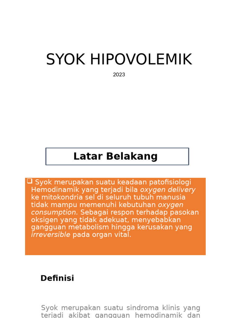 syok hipovolemik | PDF