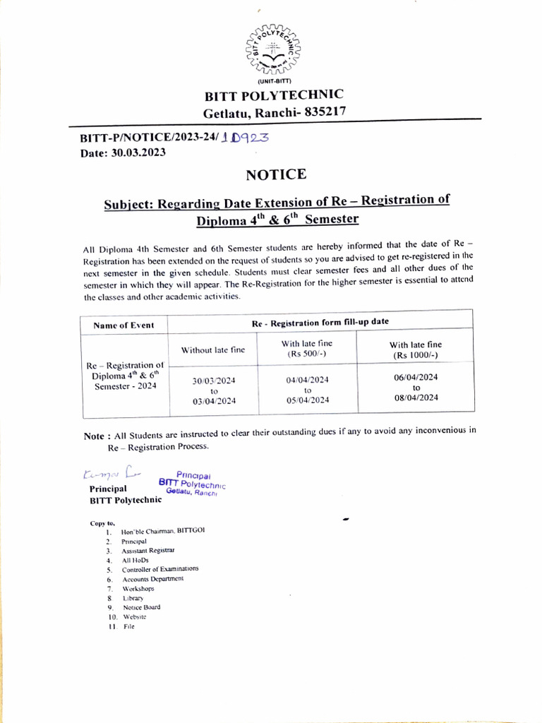 Notice - Extension Date of Re-Registration | PDF