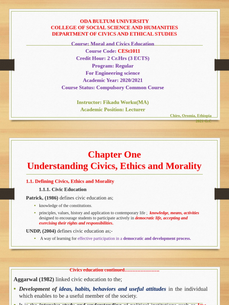 Moral and Civics Education For Regular Freshman Students | PDF ...