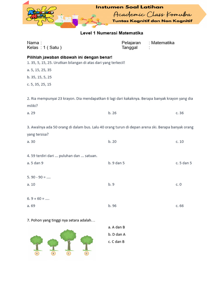 Level 1 Numerasi Matematika | PDF