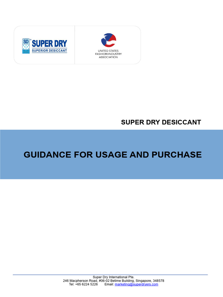 Super Dry Desiccant Usage Guide | PDF | Humidity | China