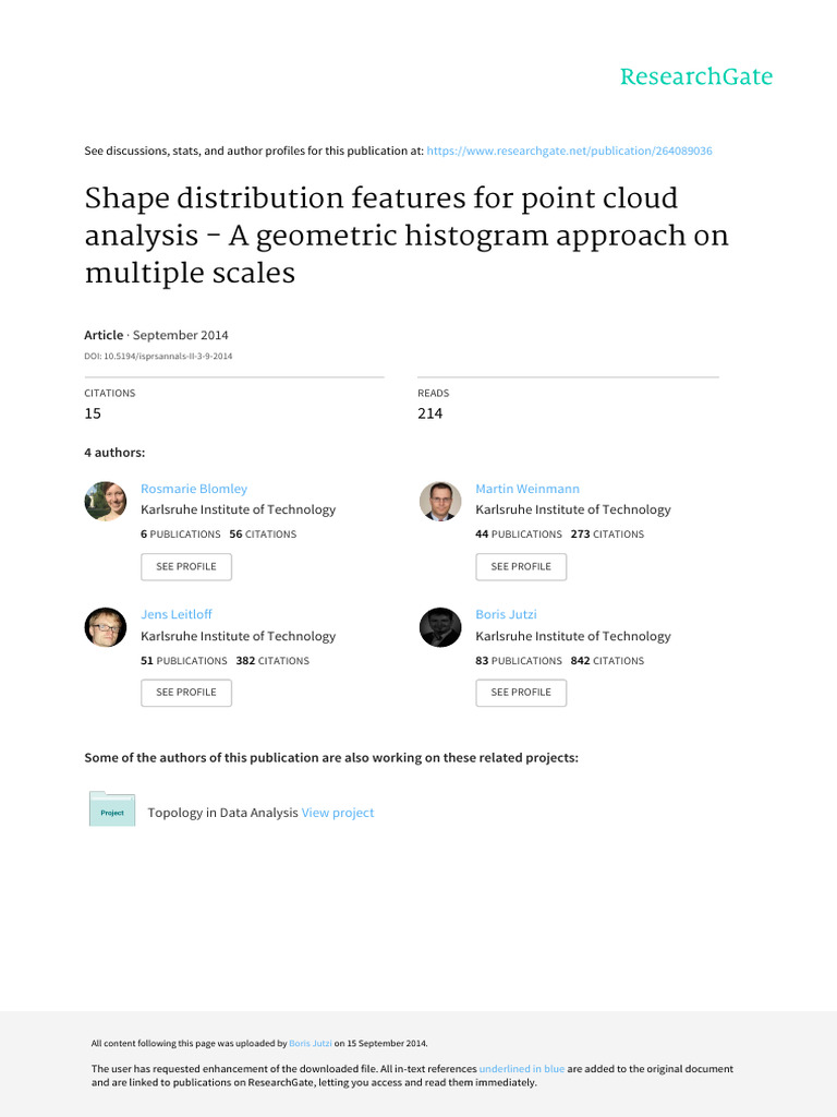 Blomley - Shape Distribution Features For Point Cloud Analysis - A ...