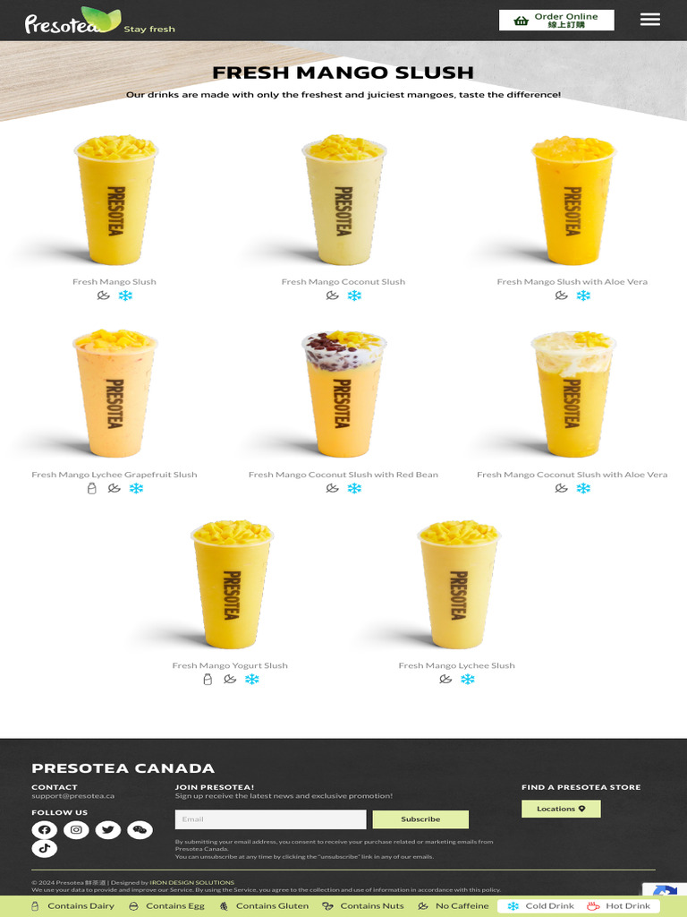 Fresh Mango Slush Varieties at Presotea | PDF