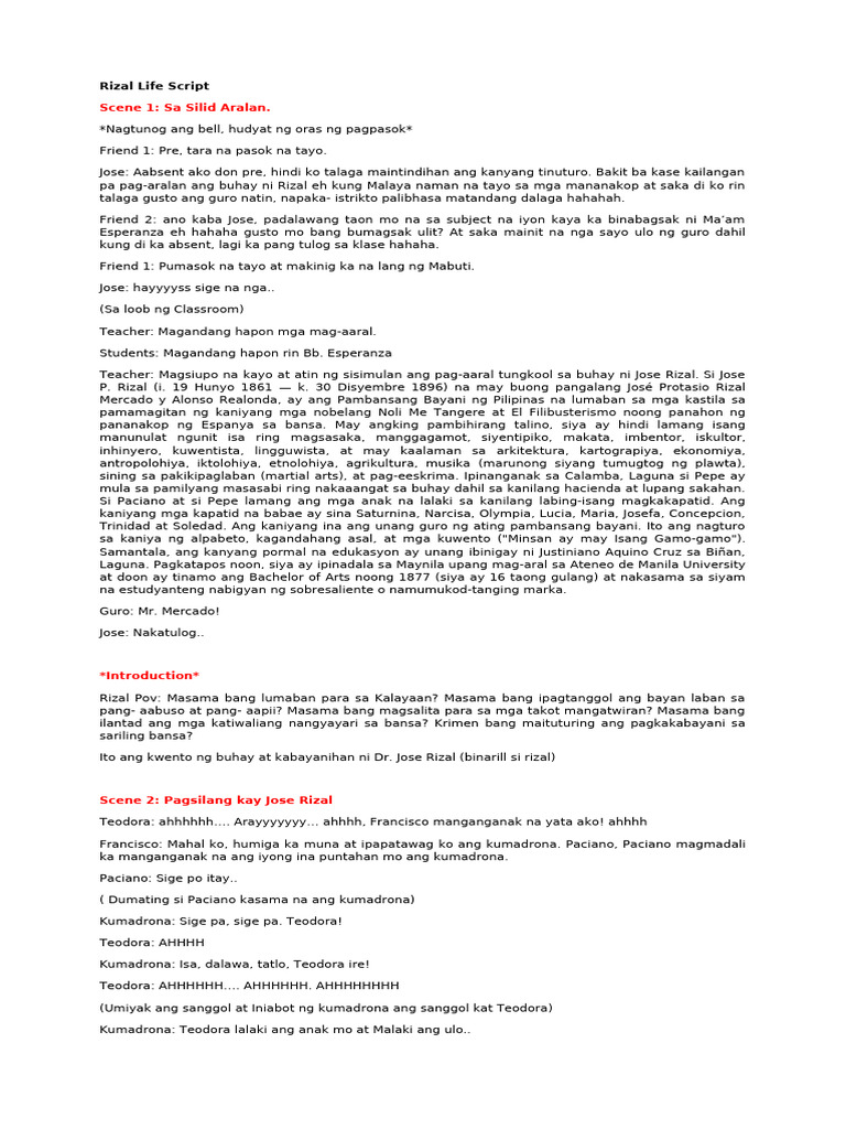 Rizal Life Script | PDF