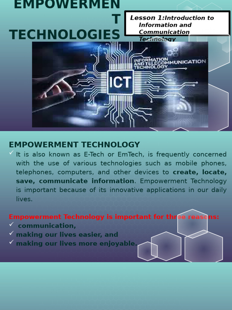 L1 Introduction To ICT | PDF | Computer Hardware | Input/Output