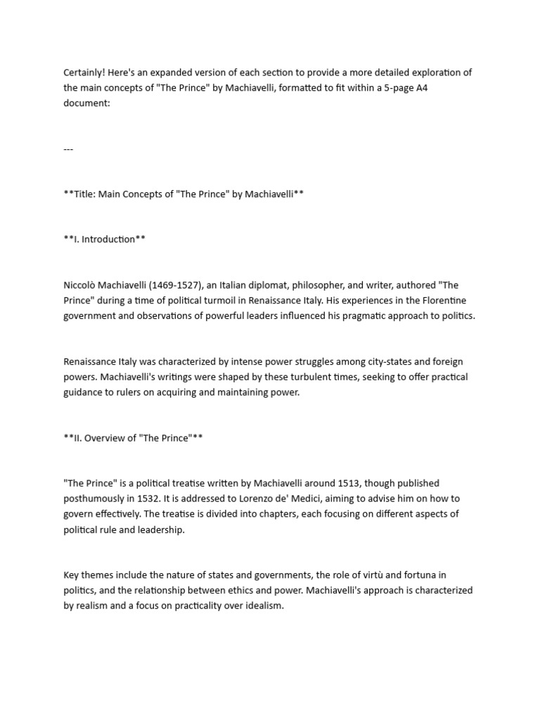 Key Themes in Machiavelli's "The Prince" | PDF | The Prince | Niccolò ...