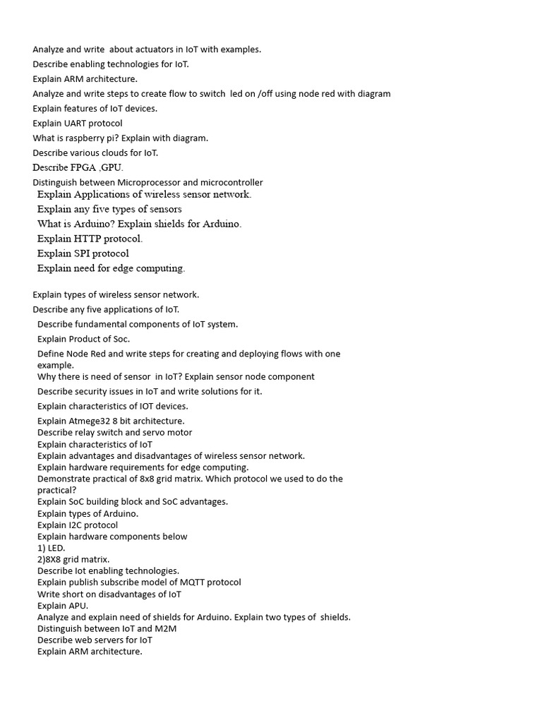 Question Bank IoT | PDF