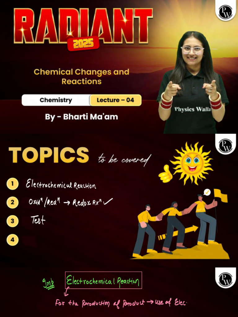 Chemical Changes and Reactions 04 - Class Notes - Radiant 2025 | PDF