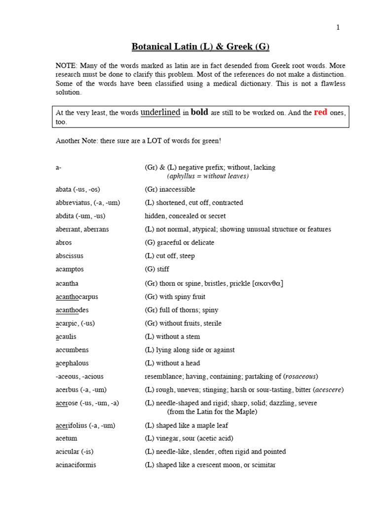 Botanical Latin and Greek Terminology Guide | PDF | Plants | Botany