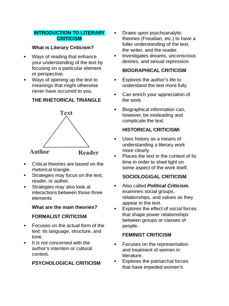 Introduction To Literary Criticism (1-3) | PDF | Semiotics | Liberal ...