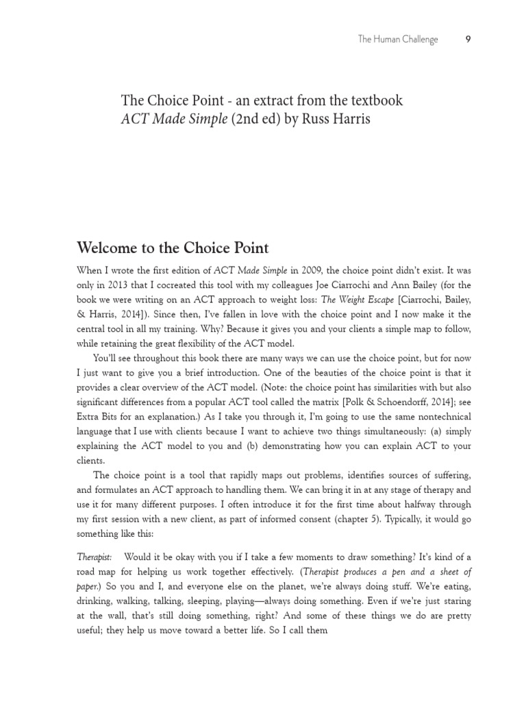 Understanding the Choice Point in ACT | PDF | Feeling | Thought