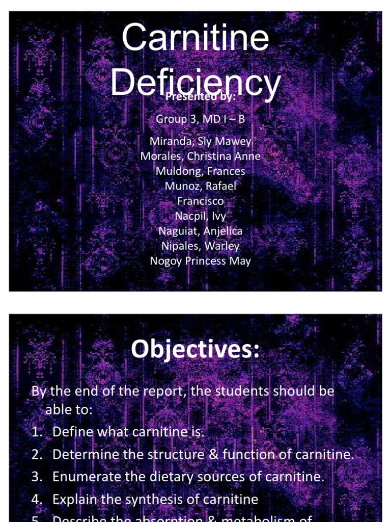 Carnitine Deficiency | PDF | Biochemistry | Chemistry