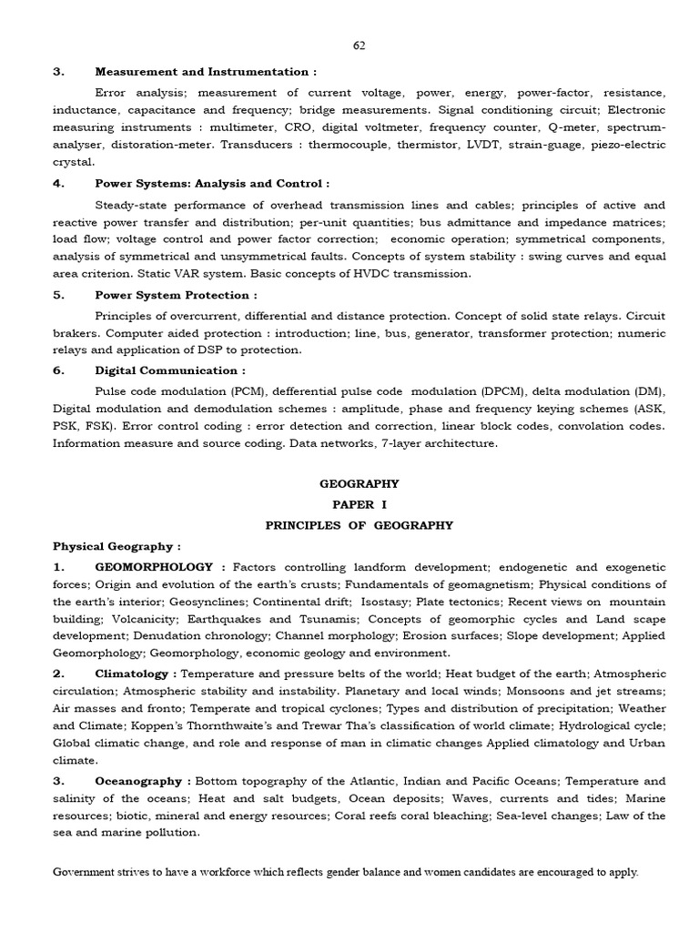 UPSC Geography opt syllabus | PDF | Natural Environment | Geomorphology