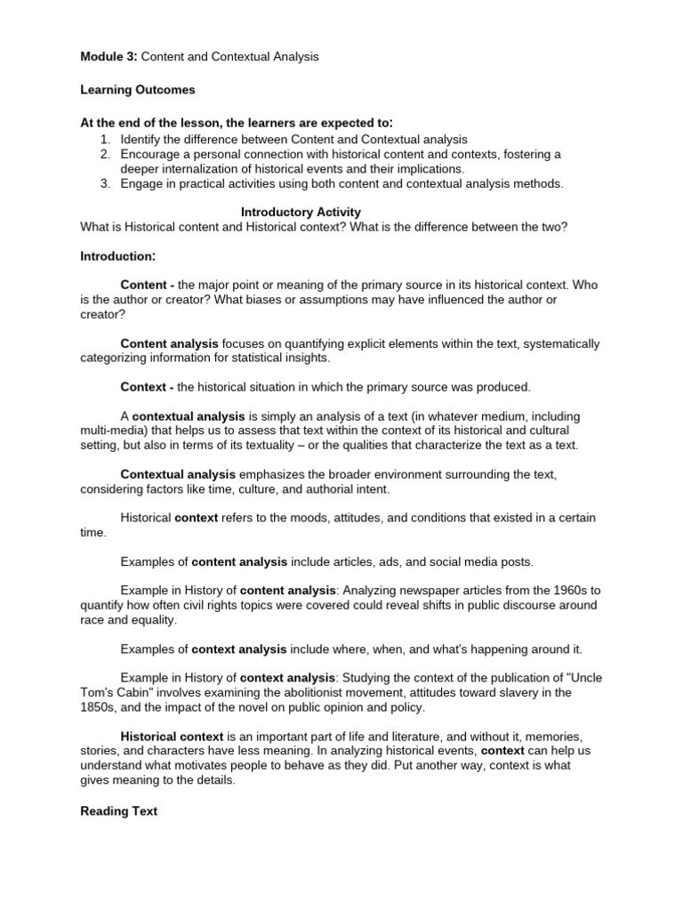 Gec2 Module3 Content Contextual Analysis 2025 | PDF | Historiography | Analysis