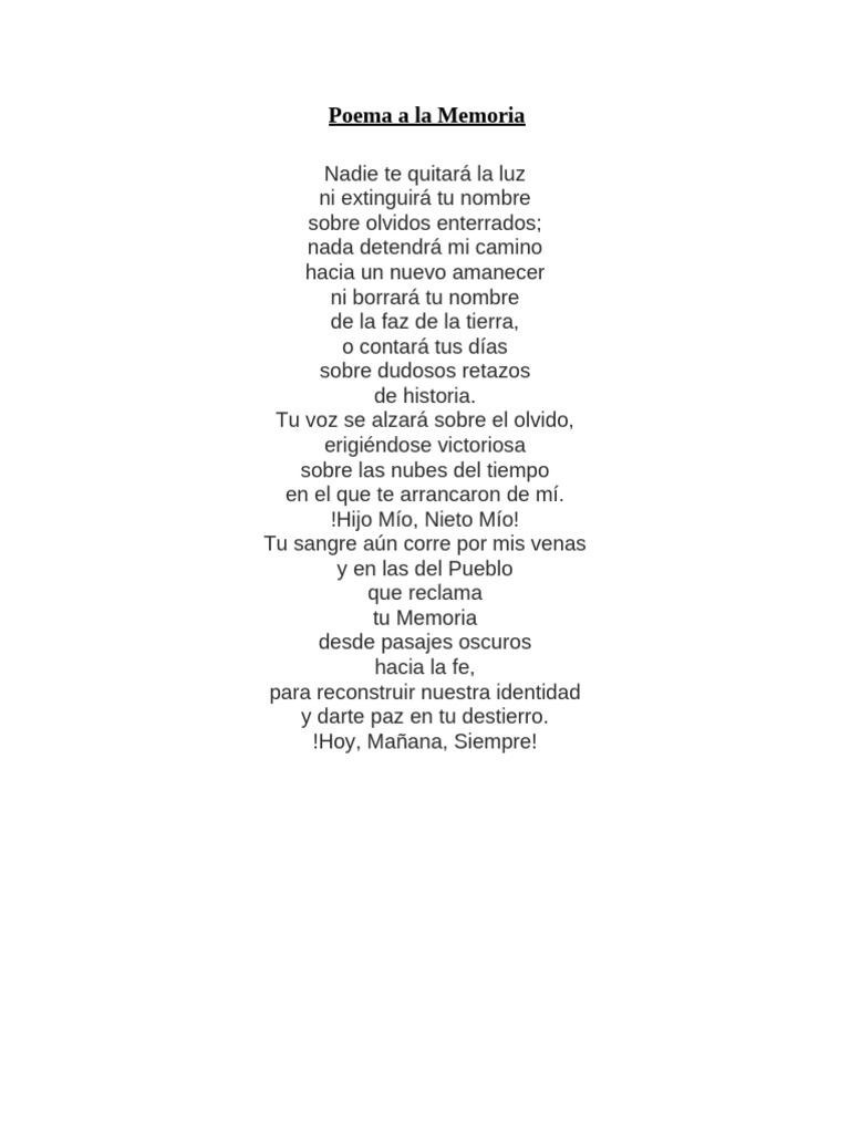 Poema a La Memoria | PDF